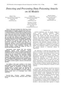 Greenwich Academic Literature Archive - Detecting and preventing data poisoning attacks on AI models